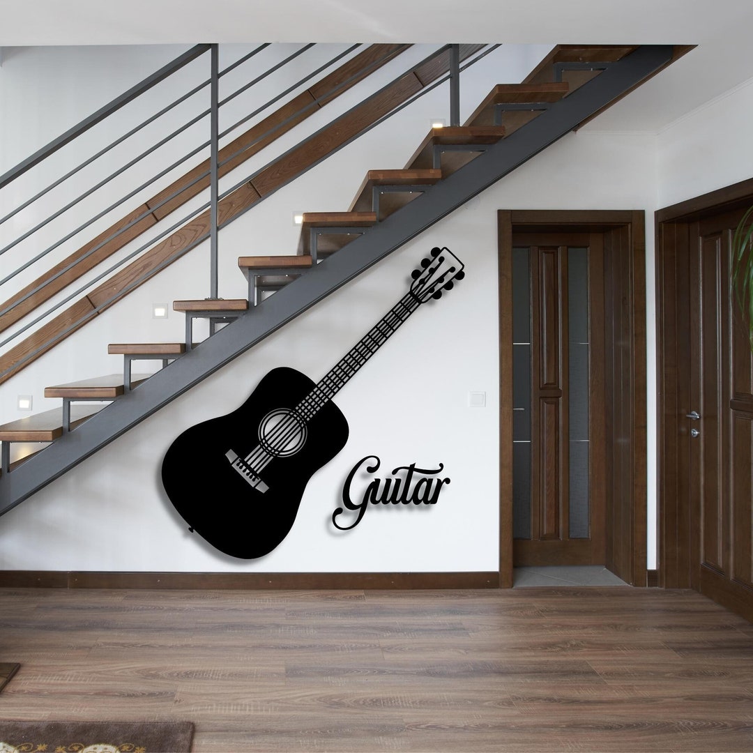Guitar Wood Wall Art, Acoustic Guitar Wall Hanging, Decal Wall Art ...