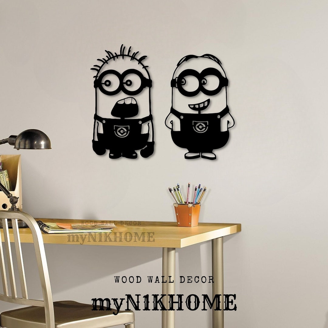 Minions Decor Wood Wall Art, Funny Gift Wall Art, Fun Wood Decor, Cute ...