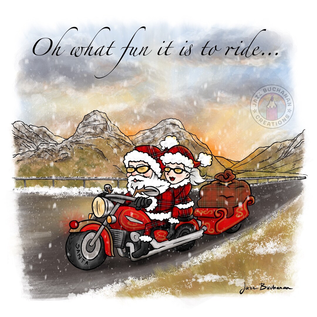 Biker Christmas Card Santa Riding Through Glen Coe, Scotland - Etsy UK