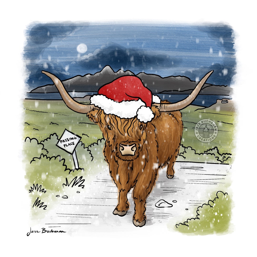 Highland Cow Christmas Card With or Without Scottish Gaelic - Etsy