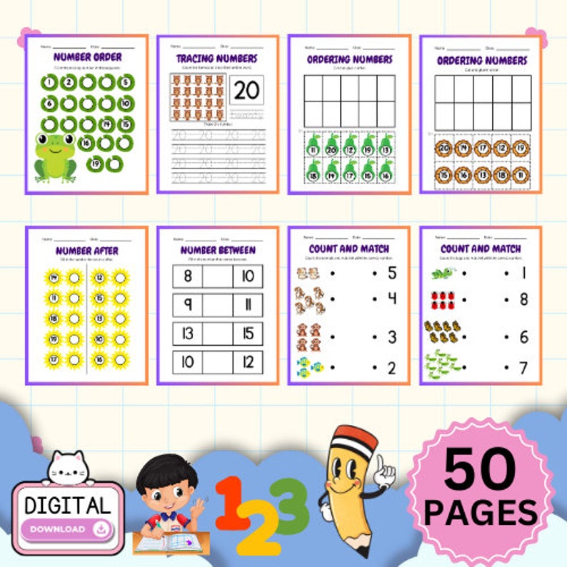 Kindergarten, Preschool Math Numbers Worksheets, Count Numbers ...