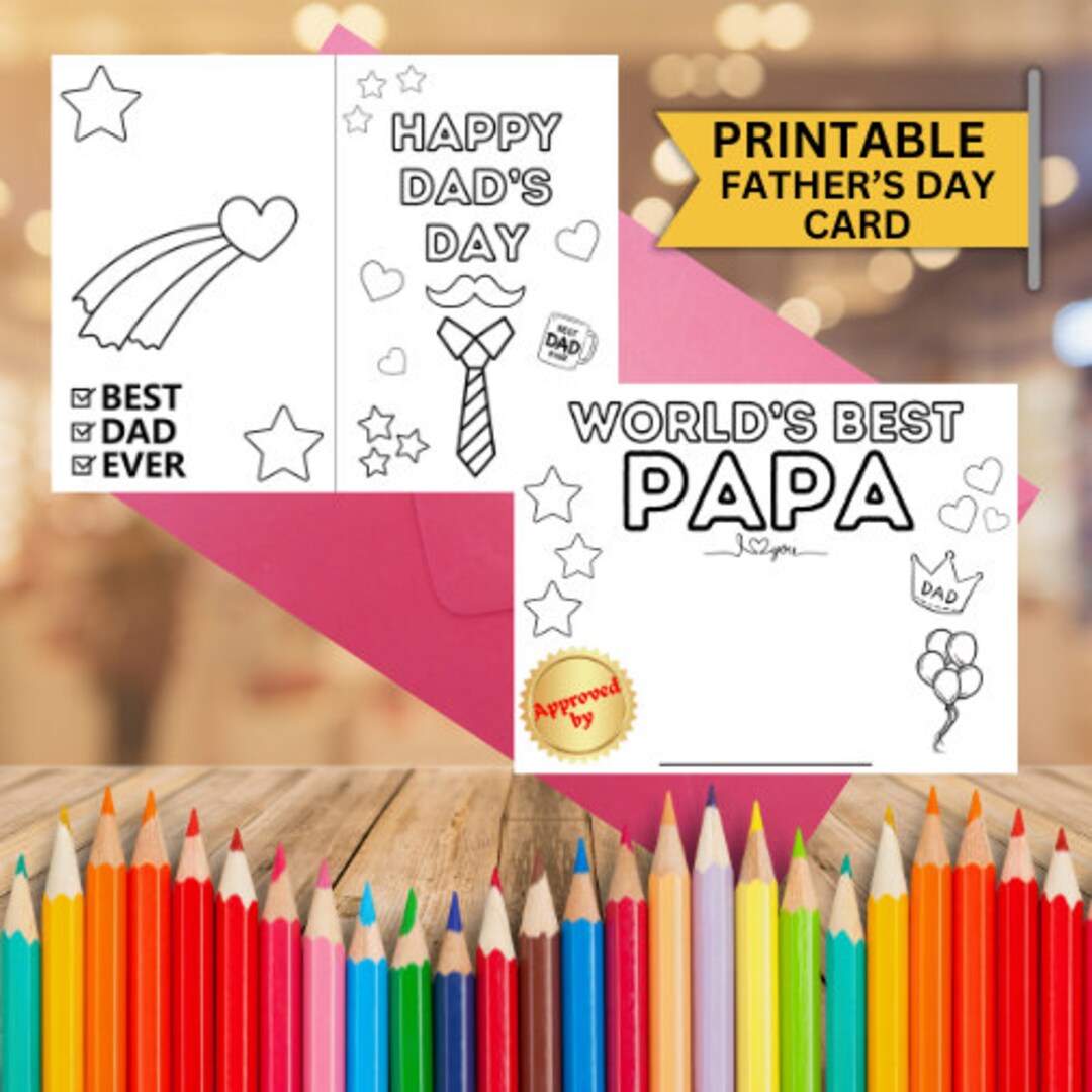 PRINTABLE Father's Day Coloring Card Coloring Card Father's Day Gift ...