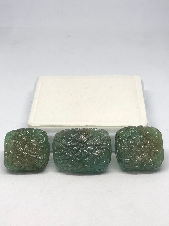 Natural Emerald Carving 3 Piece Layout Weight 126.25 Carat - Etsy