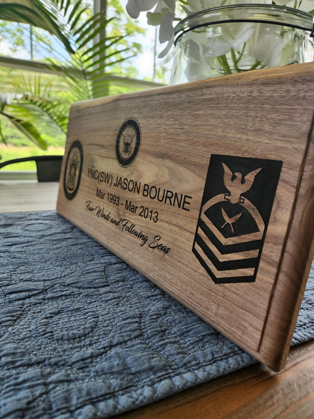 Personalized USN Laser Engraved Wooden Plaque - Etsy