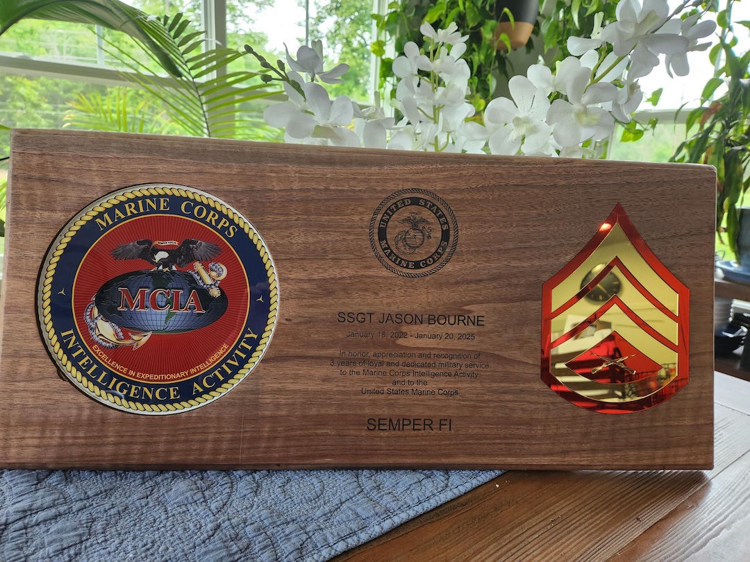 Personalized USMC Laser Engraved Wooden Plaque - Etsy