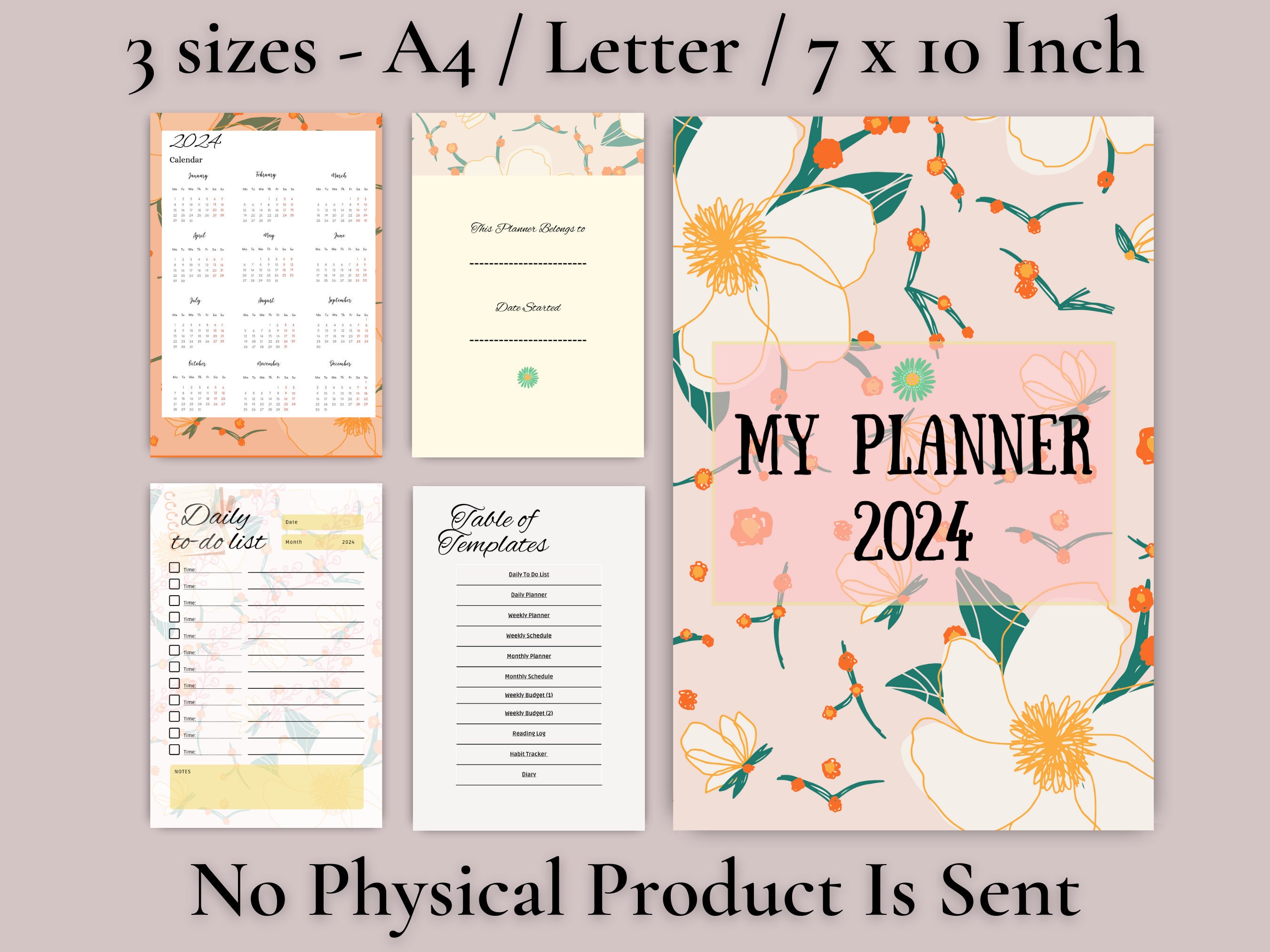 Aesthetic Floral Themed 2024 Printable Planner. A4US Letter7 - Etsy