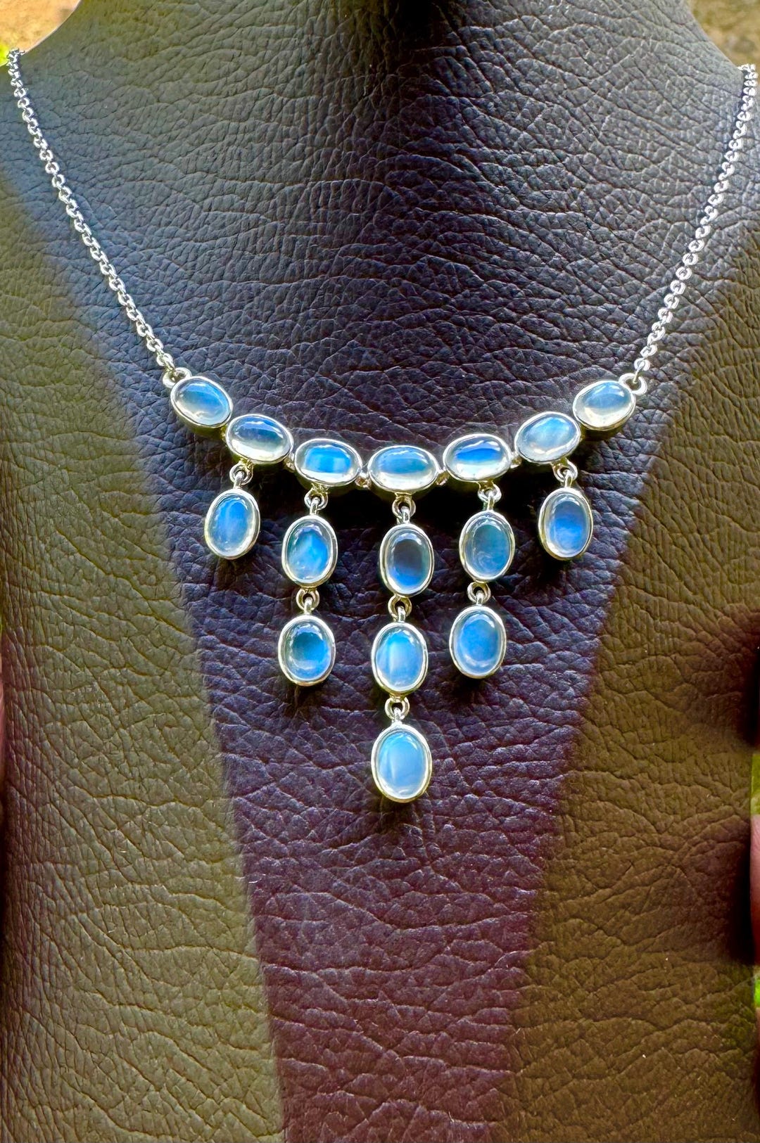 Royal Blue Moonstone Silver Necklace - Etsy