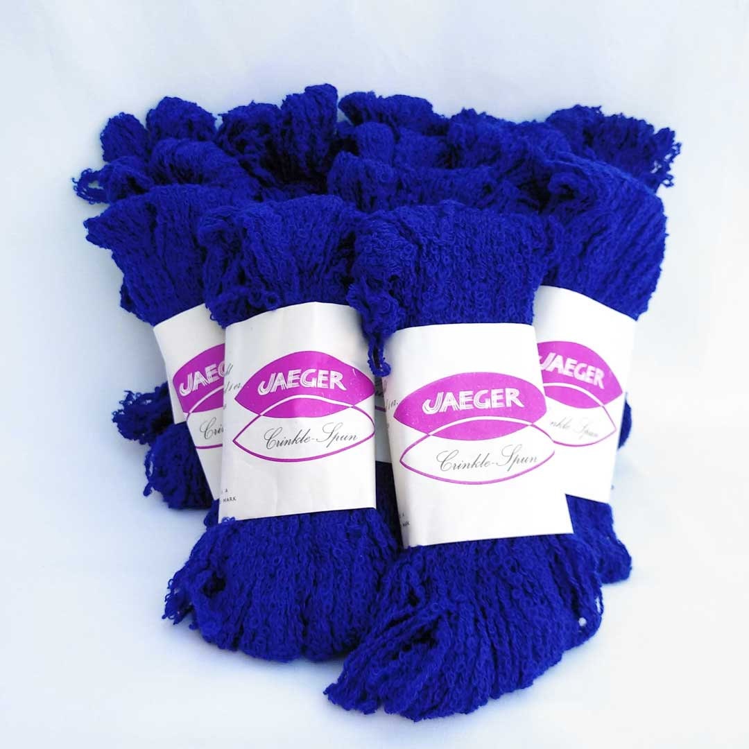 VINTAGE JAEGER YARN crinkle Spun Royal Blue, 10 X 1 Oz 28 Gram Skeins ...