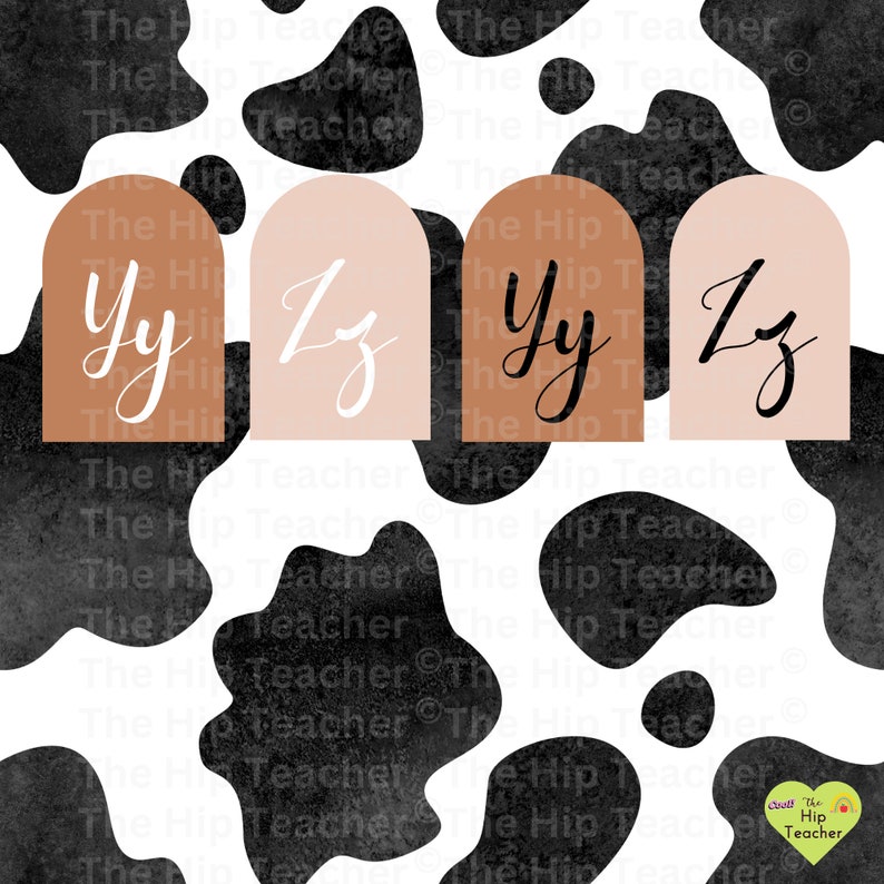 Boho Cow Print Cursive Alphabet Posters, Neutral Classroom Decor (PDF ...