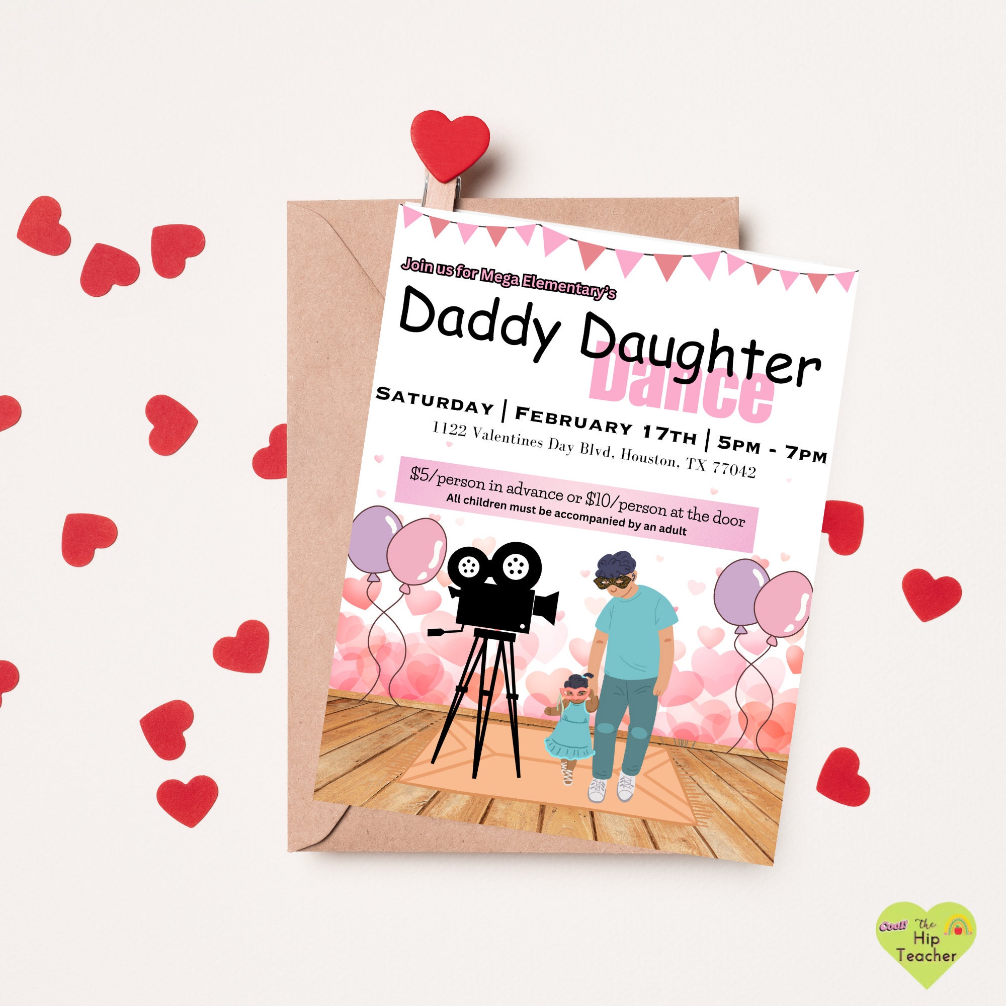 Editable Daddy Daughter Dance Flyer, Valentines Day School Dance Flyer ...