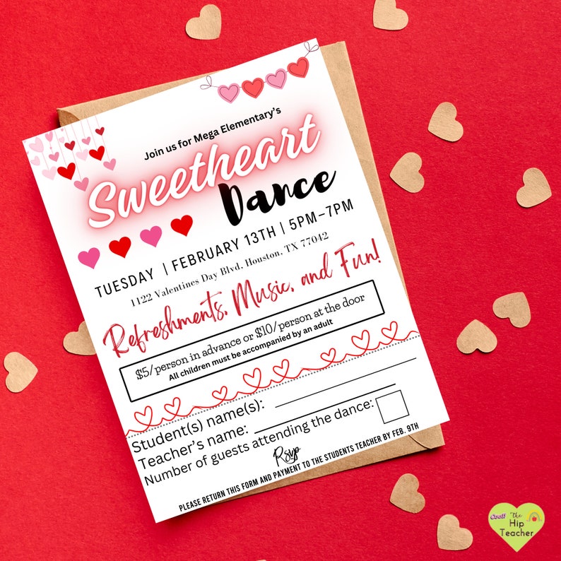 Editable Sweetheart Dance Flyer, Valentines School Event (PDF) - Etsy