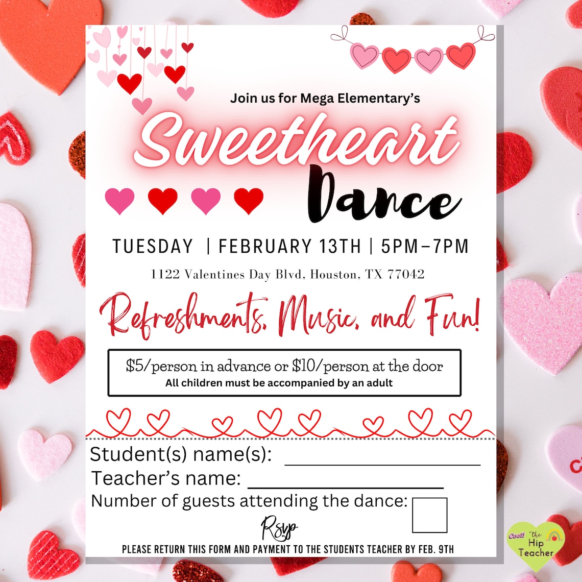Editable Valentines Day Sweetheart Dance Flyer, Valentines School Dance ...