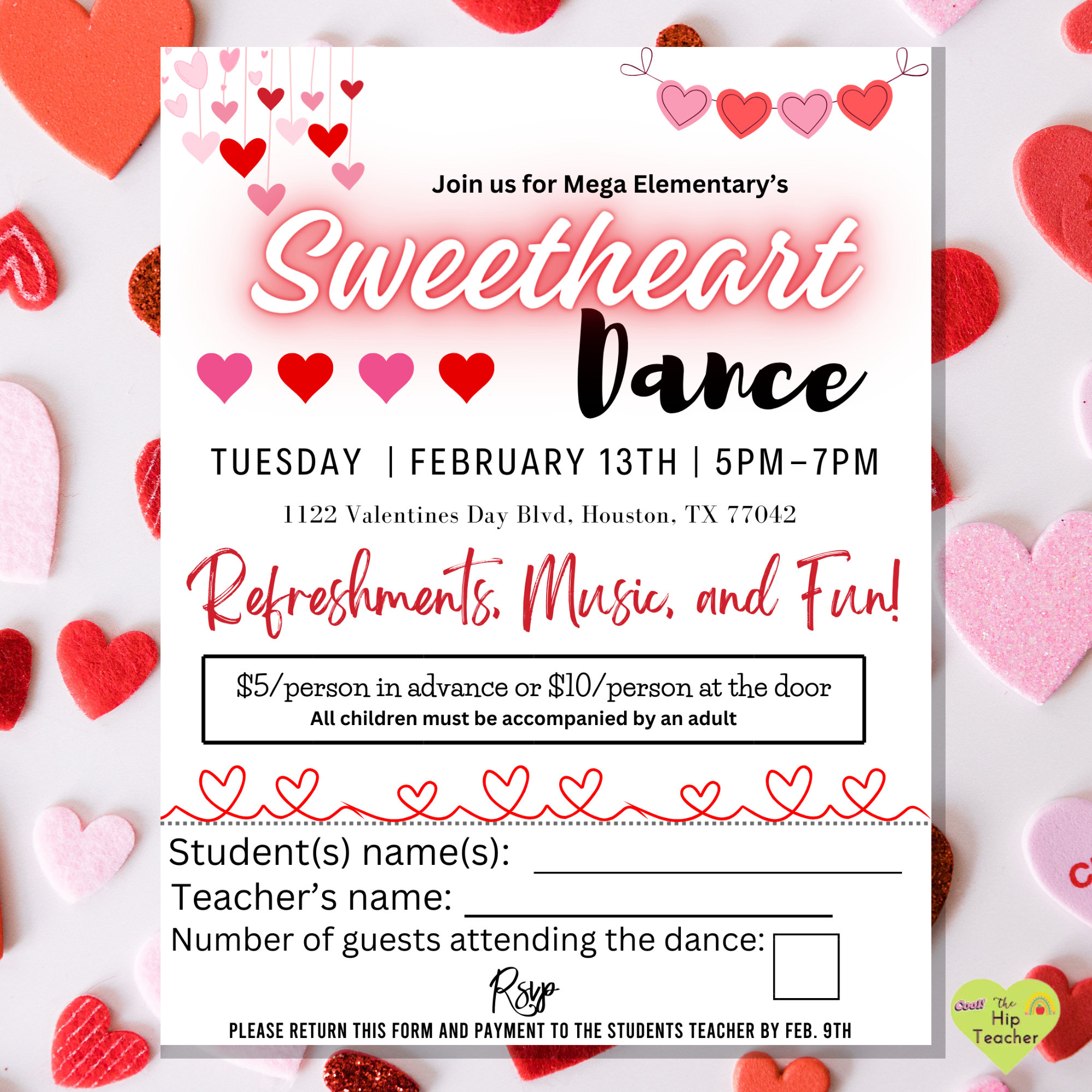 Editable Sweetheart Dance Flyer, Valentines School Event (PDF) - Etsy
