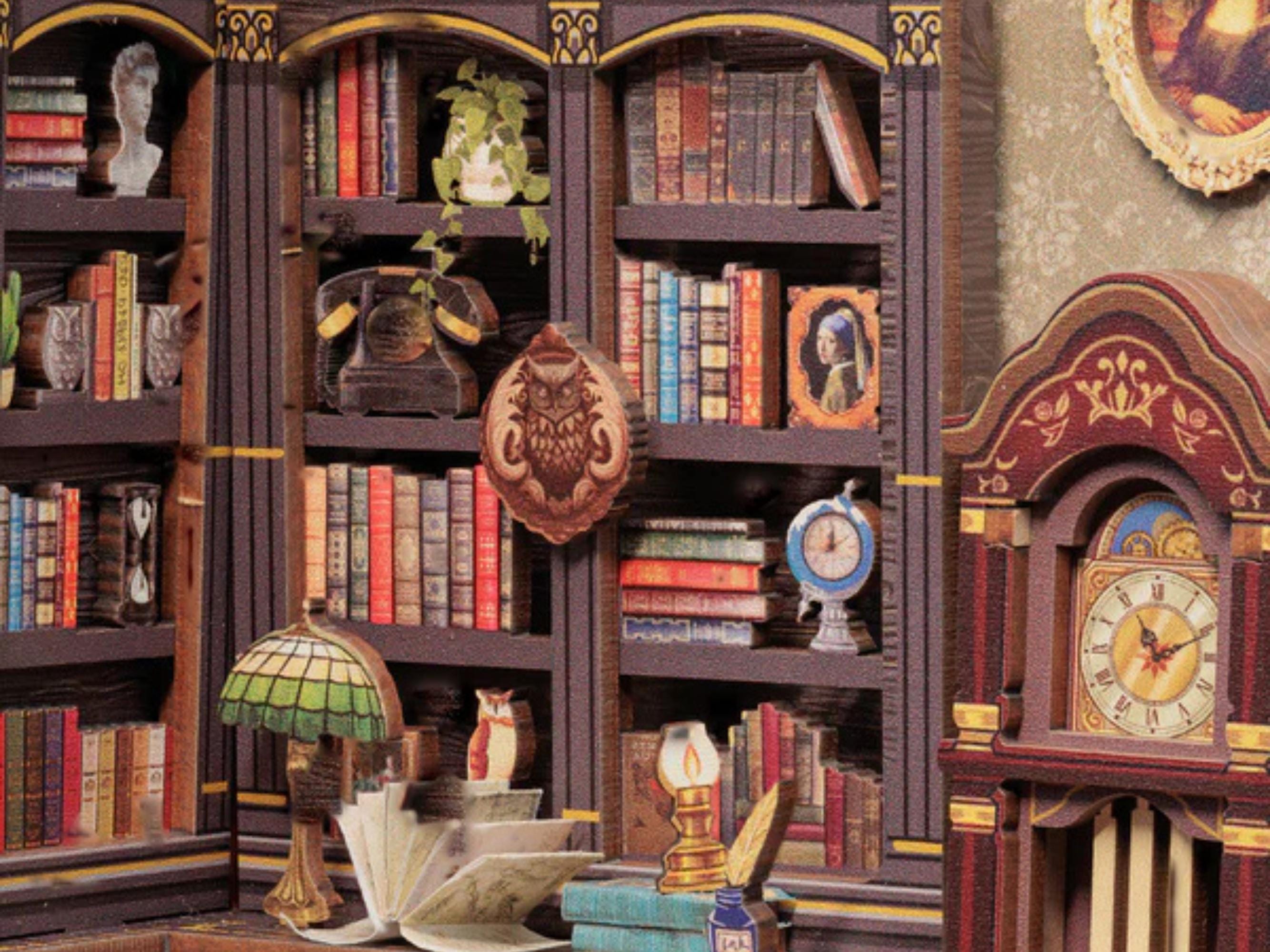 DIY Owl Bookstore Book Nook Kit: 3D Bookshelf Insert With Openable Door ...