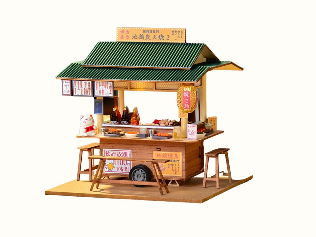 DIY Miniature Japanese Yatai Kit: Handcrafted Yakitori Stand Christmas ...