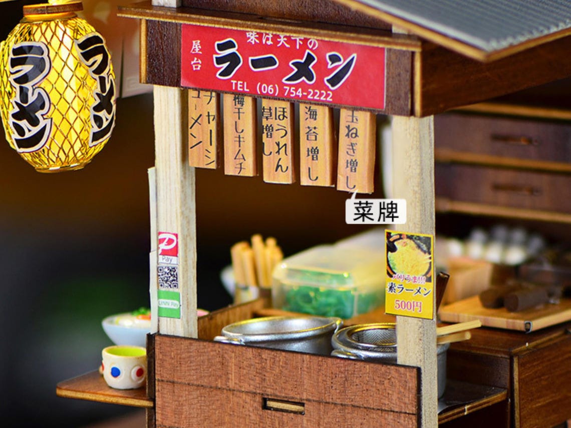 DIY Japanese Ramen Yatai Miniature Kit: Authentic Wooden Craft Model ...