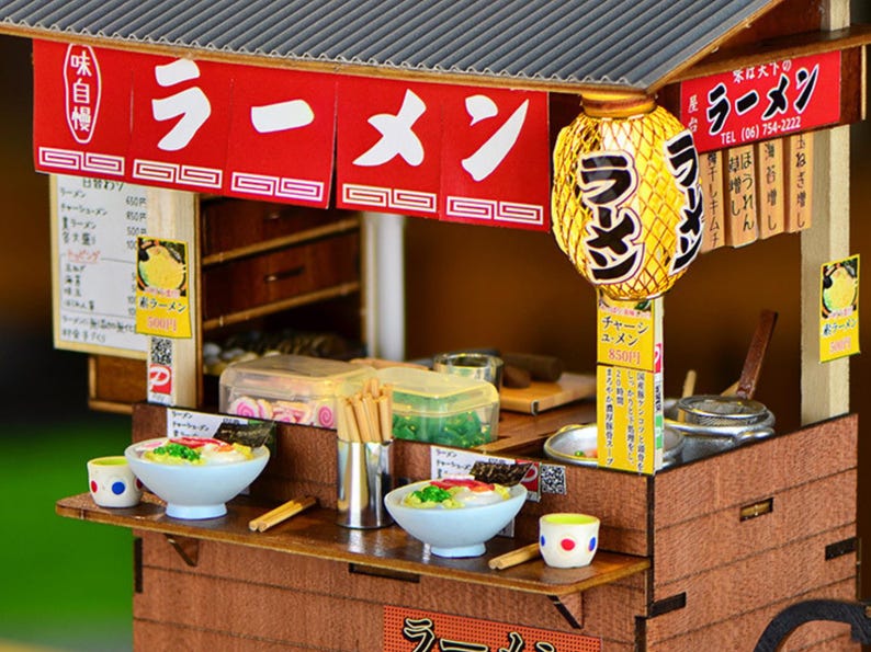 DIY Japanese Yatai Ramen Miniature Kit - Authentic Wooden Craft Model ...