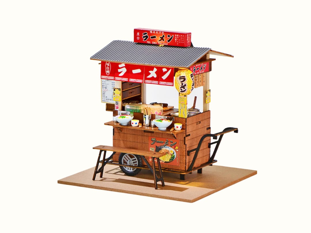 DIY Japanese Ramen Yatai Miniature Kit: Authentic Wooden Craft Model ...