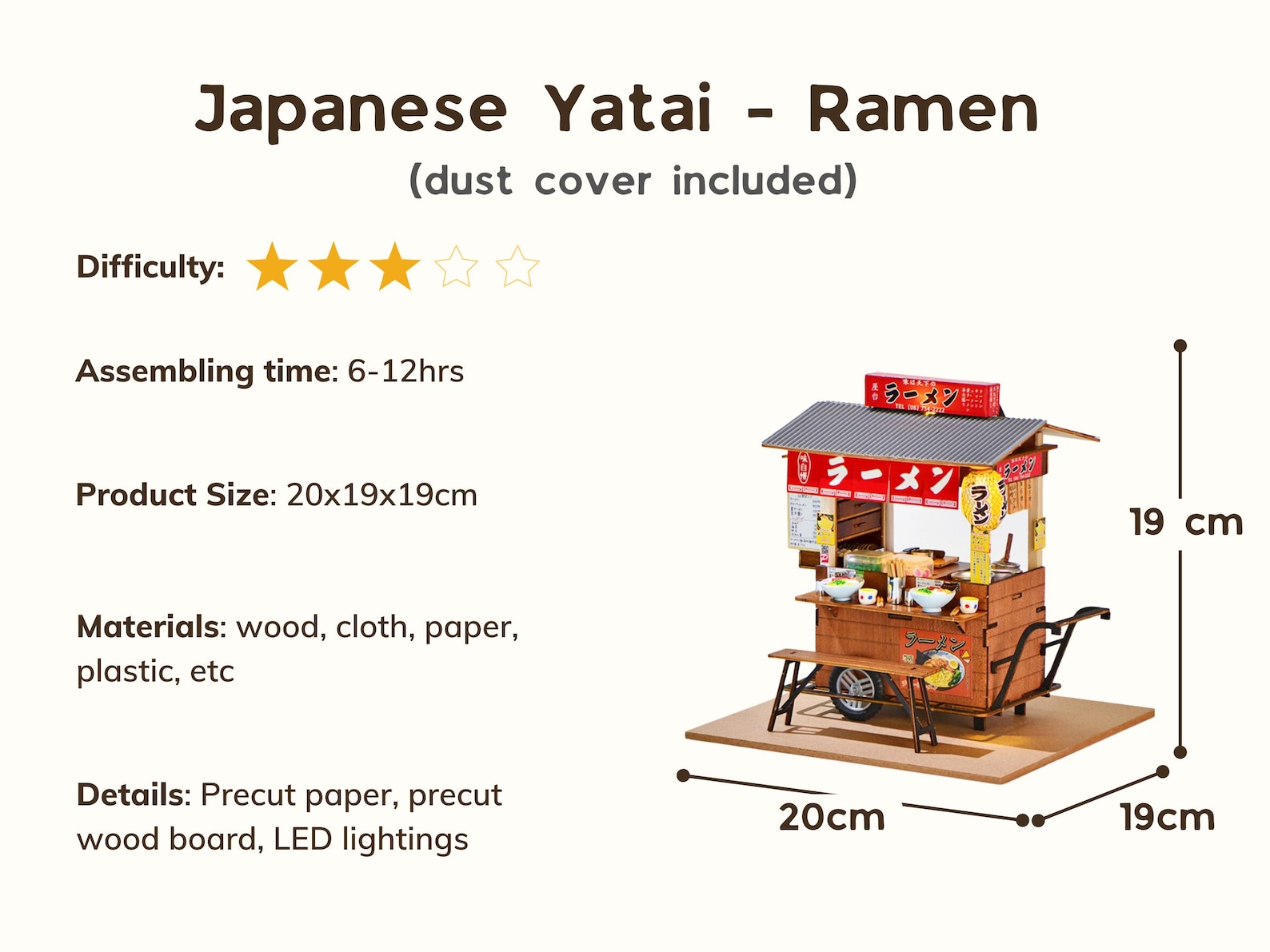 DIY Japanese Ramen Yatai Miniature Kit: Authentic Wooden Craft Model ...