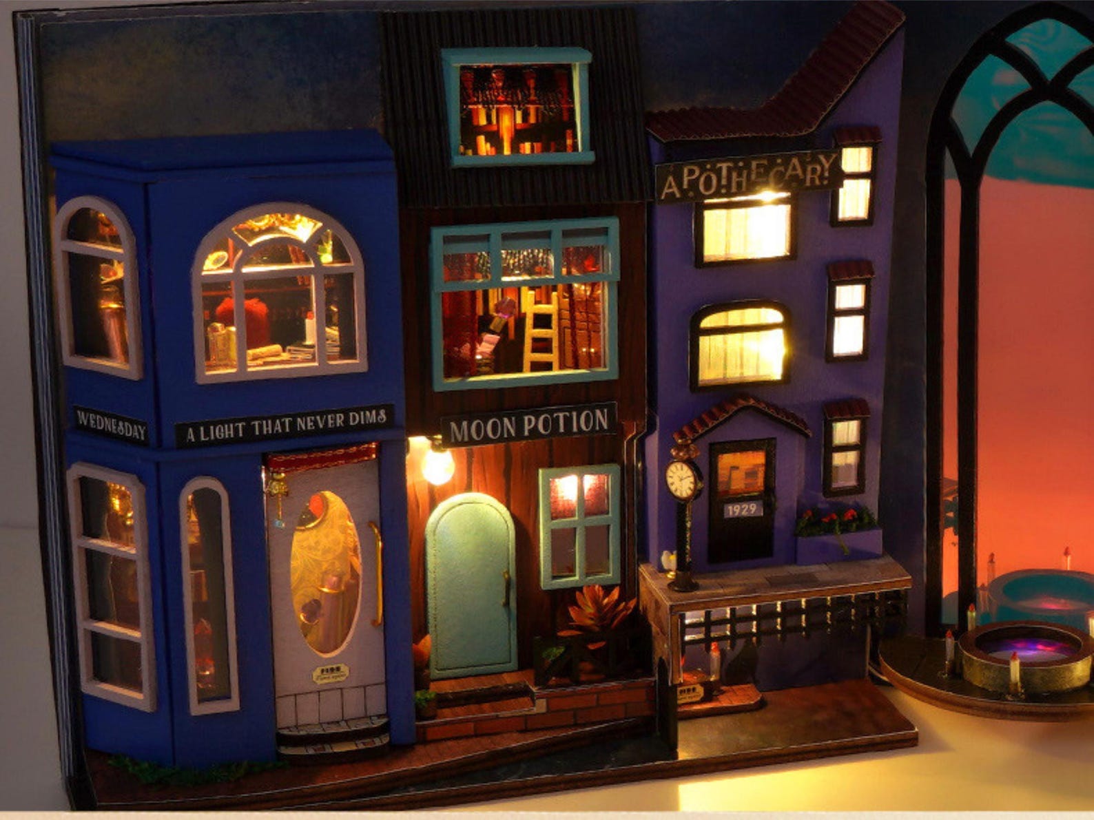 Magic Spell Street Book Nook: DIY Wooden Alley Diorama Puzzle Christmas ...