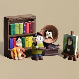 Cat Reading Room Miniature Desk Decor Christmas Gift - Etsy