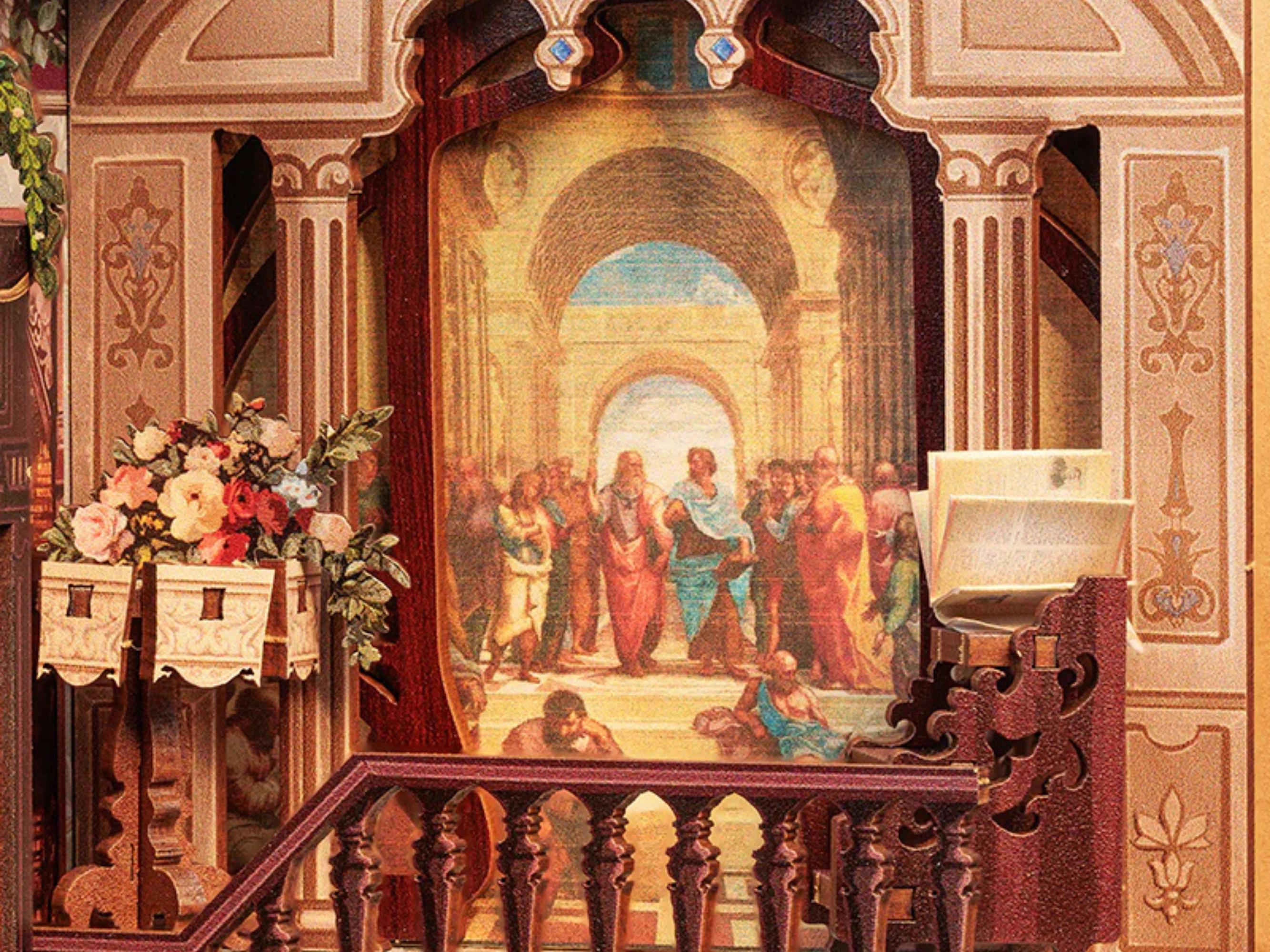 Library of Wisdom DIY Book Nook Cozy Wooden Bookshelf Diorama Openable ...