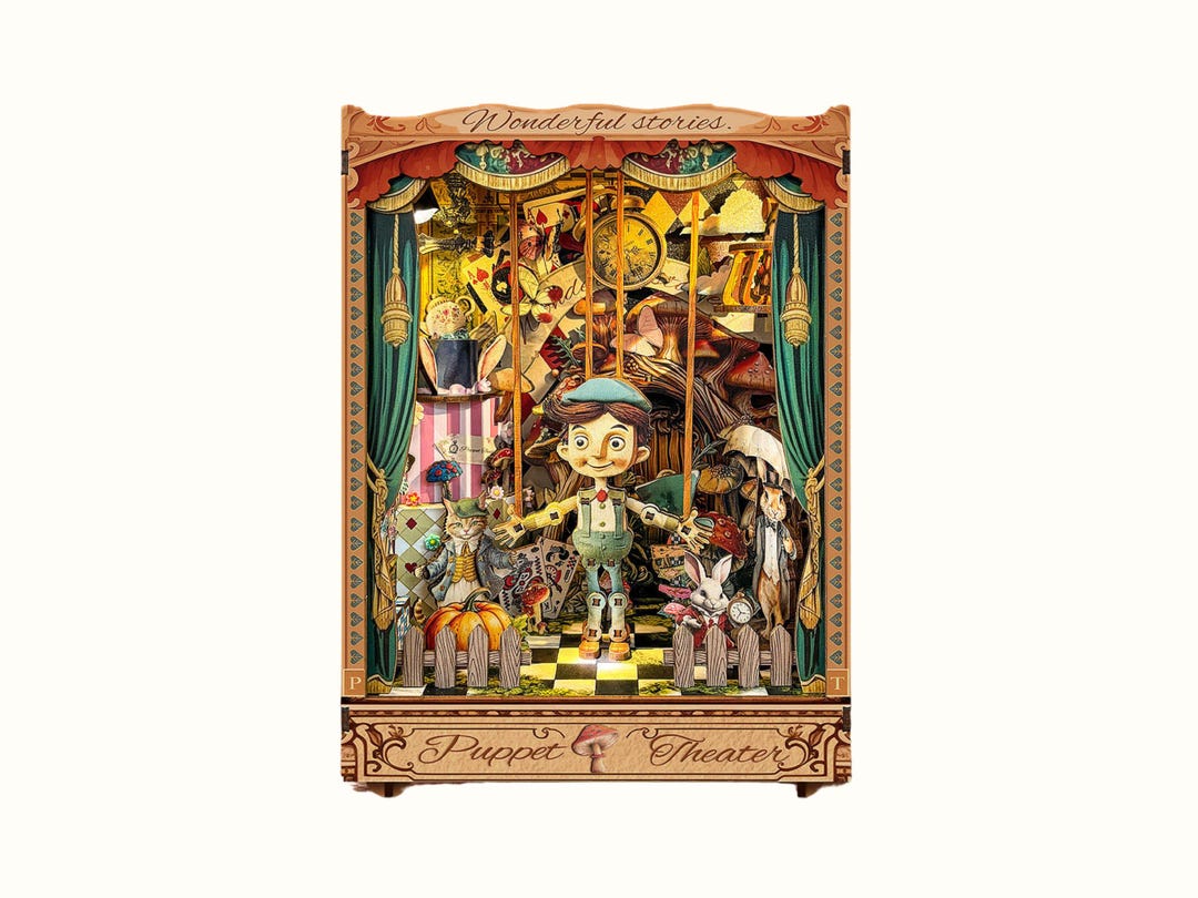 Vintage Puppet Theater DIY Book Nook – Wooden Miniature With Dust Cover ...