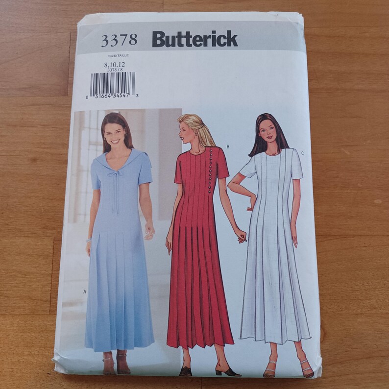 Vintage Butterick 3378 Misses A-line Dress With Neck Variations Pleated ...