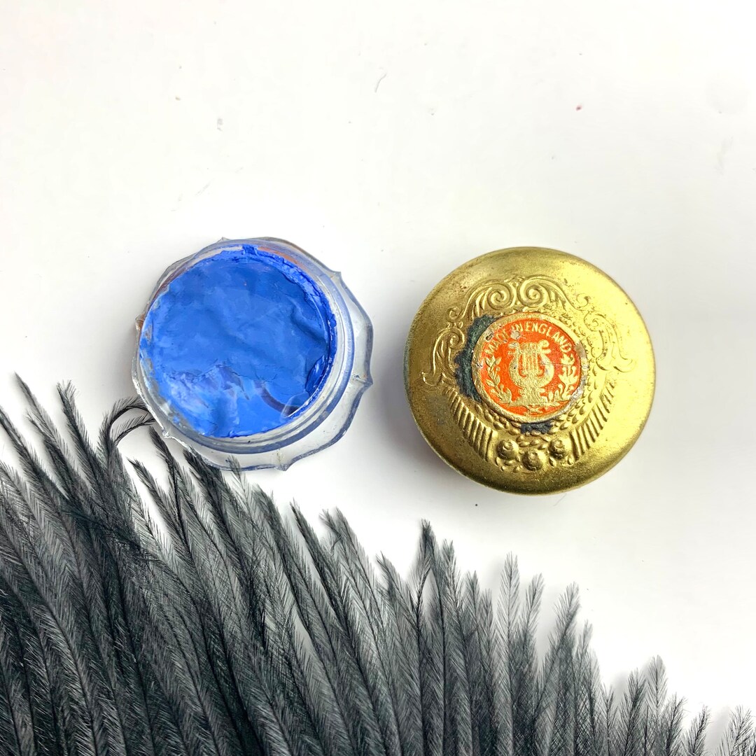 Original 1920s Electric Blue LEICHNER Eyeshadow Cream in Glass Jar ...