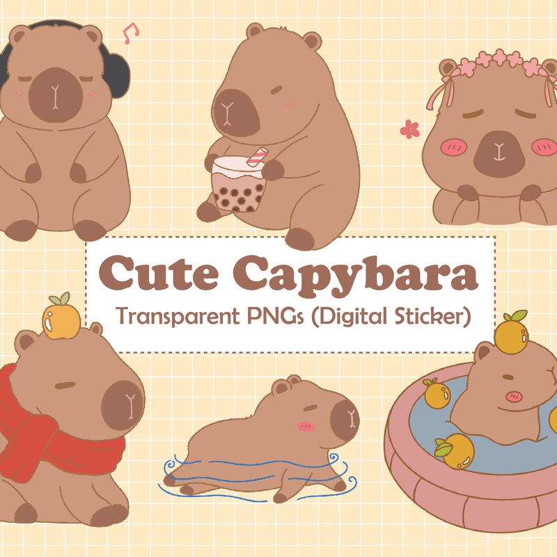 Cute capybara png - Etsy España