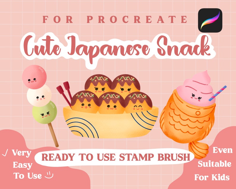 Cute Japanese Snack Procreate Stamp Brush -DIY Easy Drawing Kit ...