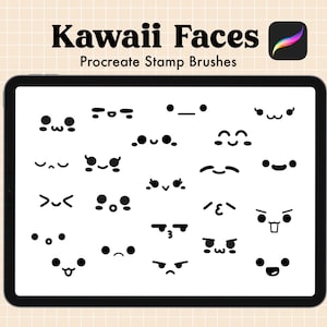 Kawaii Cute Faces Procreate Stamp Brush - Cute Expressions - Ready to ...