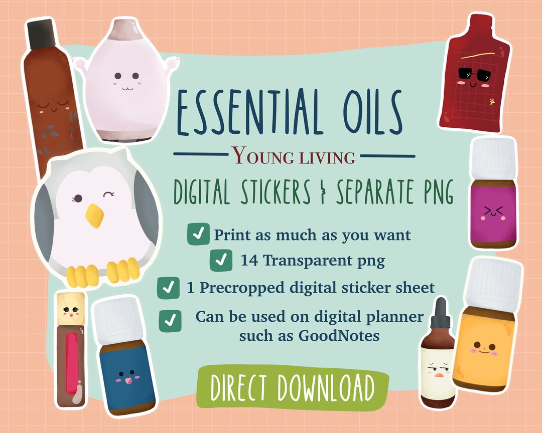 Essential Oils Sticker Set, Young Living, Goodnotes Stickers, Pre ...