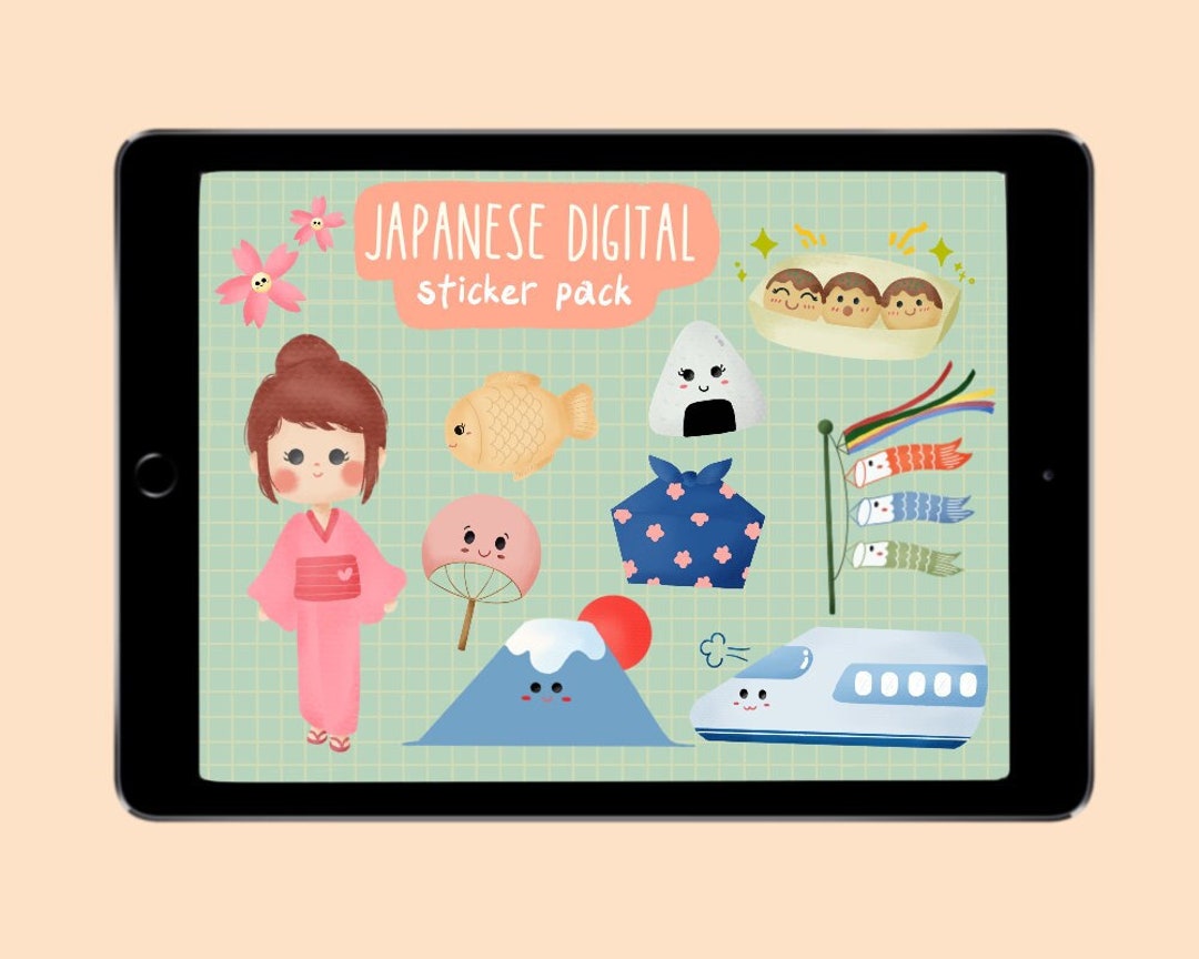 Cute Japanese Digital Sticker Set, Goodnotes Stickers, Pre-cropped ...