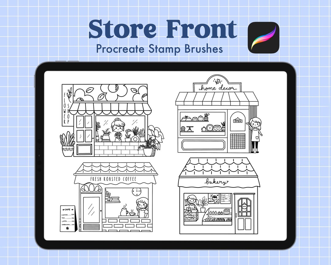 Cute Store Front Stamp Brushes for Procreate (digital Download) - Etsy
