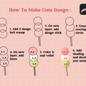 Cute Japanese Snack Procreate Stamp Brush -DIY Easy Drawing Kit ...