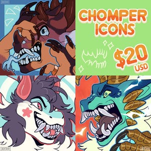 Chomper Icons - Fursona Furry Reptile Art Commission Anthro Dragon ...