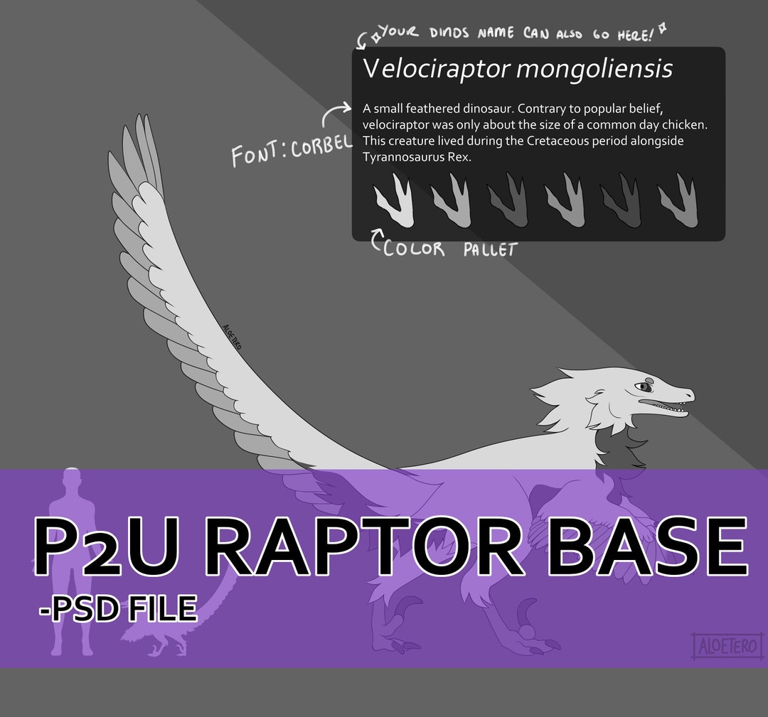 P2U Raptor Base - Dino Adoptable Adopt Fursona Dragon Scifi Dinosaur ...