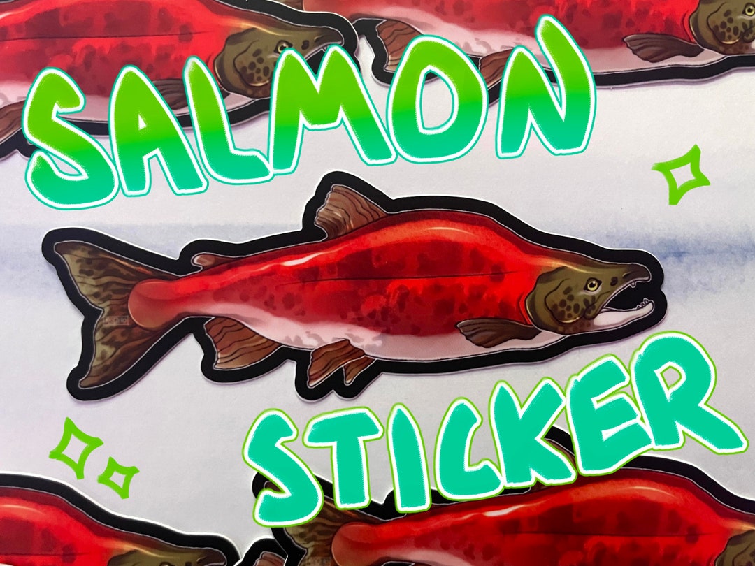 Salmon Sticker - Stickers Art Fishing Sockeye PNW Nature Camping ...