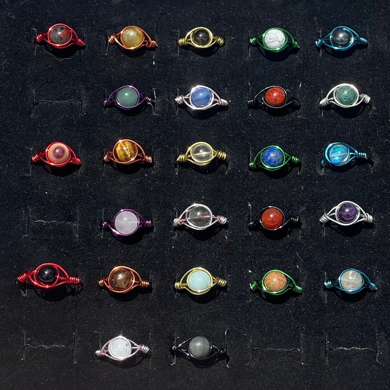 Wire Wrapped Beaded Ring - Etsy