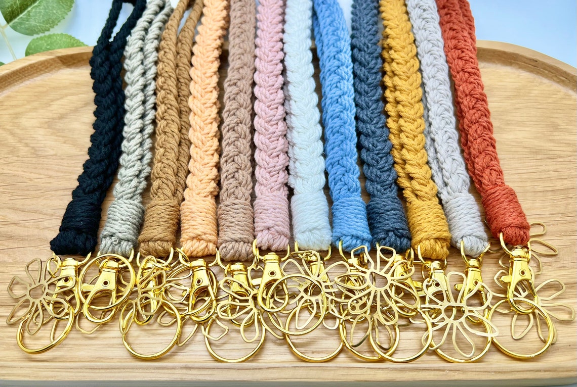 Macrame Wristlet Macrame Lanyard Macrame Keychain Macrame Wristlet Boho Keychain Bohemian ...