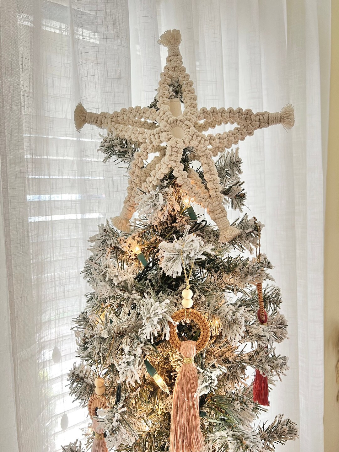 Macrame Star Macrame Tree Topper Macrame Ornament Boho - Etsy