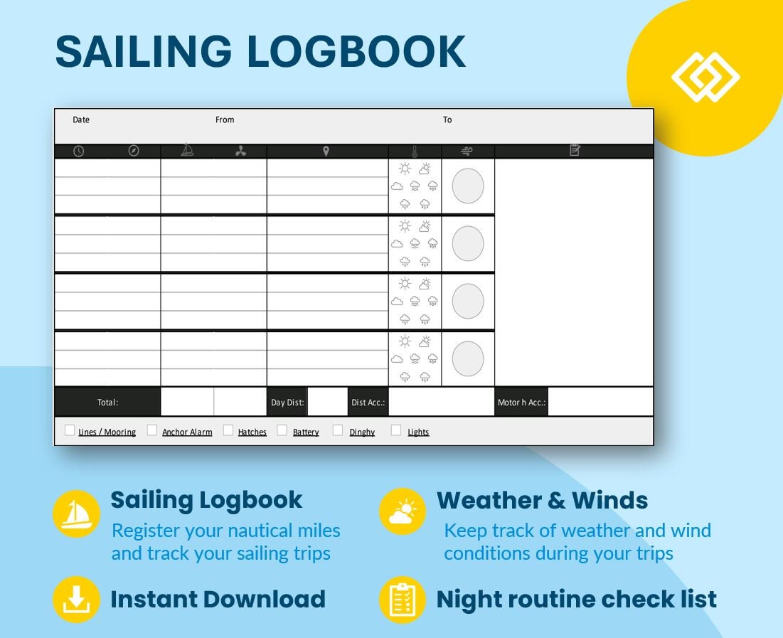 Sailing Logbook 2023 Logbook Template Nautical Miles - Etsy UK
