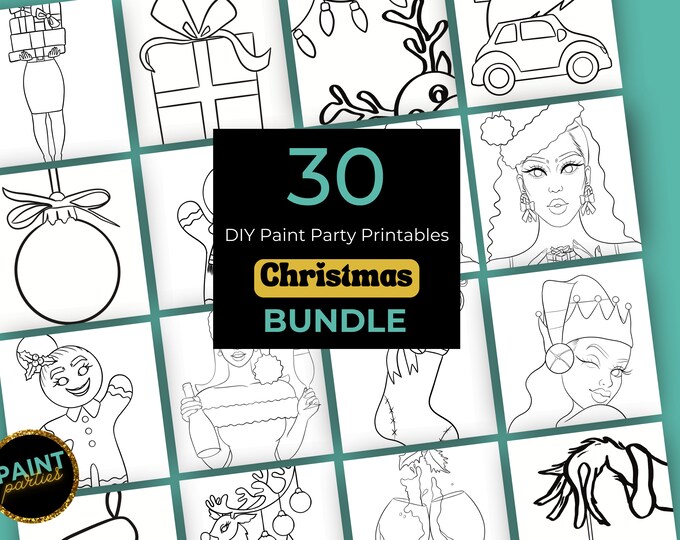 Digital Download/ Pre Drawn Outline Canvas Image/ Christmas/ DIY Canvas ...