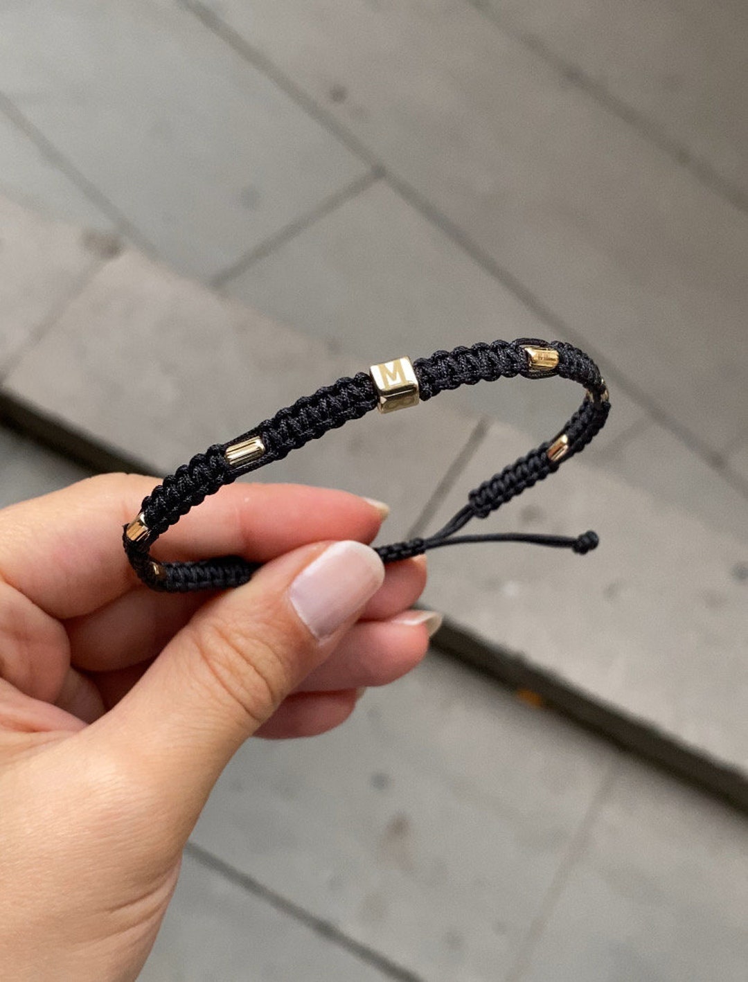 Cube Bracelet 14K Real Gold / 5mm Cube Initial Bracelet / Unisex ...