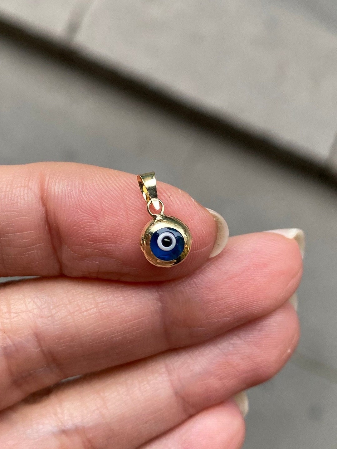 Greek Evil Eye Pendant 14K Real Gold / Gift for Her / Protection Evil Eye Pendant / Evil Eye ...