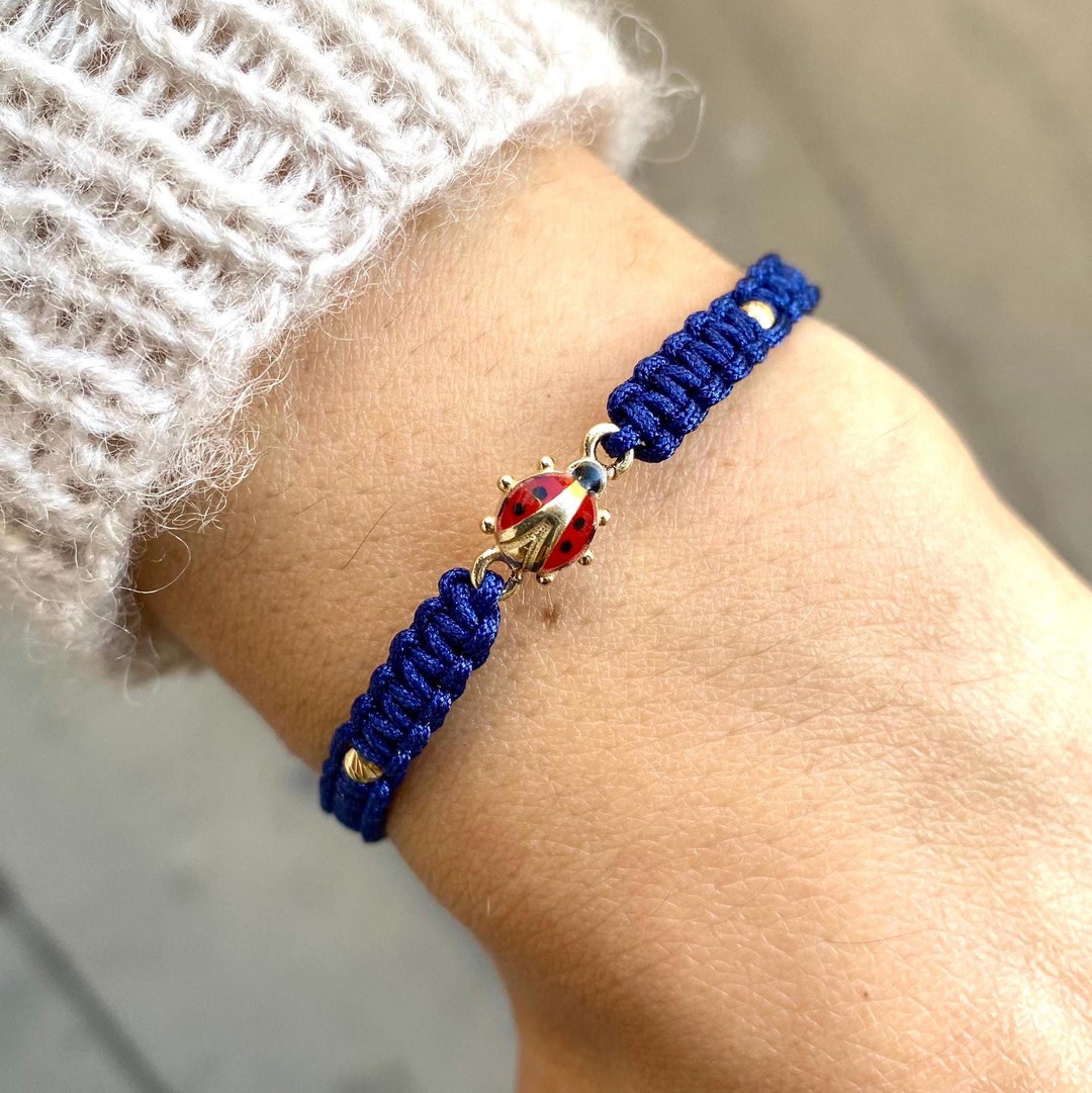 Dainty 14K Solid Gold Ladybug Bracelet / Gift for Her / Ladybug ...