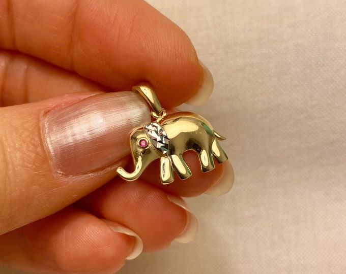 Elephant Pendant 14K Solid Gold Elephant Pendant Gift for - Etsy