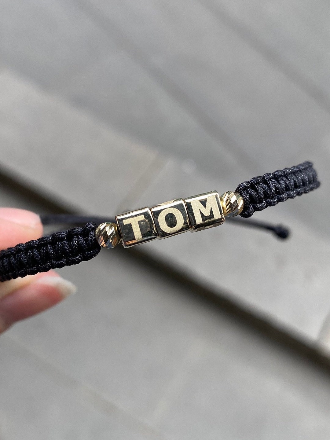 Cube Bracelet for Men 14K Solid Gold 5MM 3 Cube Letter Men Bracelet ...