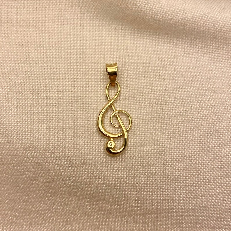 Treble Clef Pendant 14K Solid Gold. Treble Clef Pendant. - Etsy